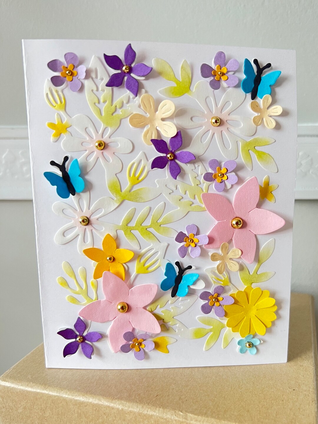 Hand Made: 3D Flower Butterfly Happy Birthday Any Occasions Greeting ...