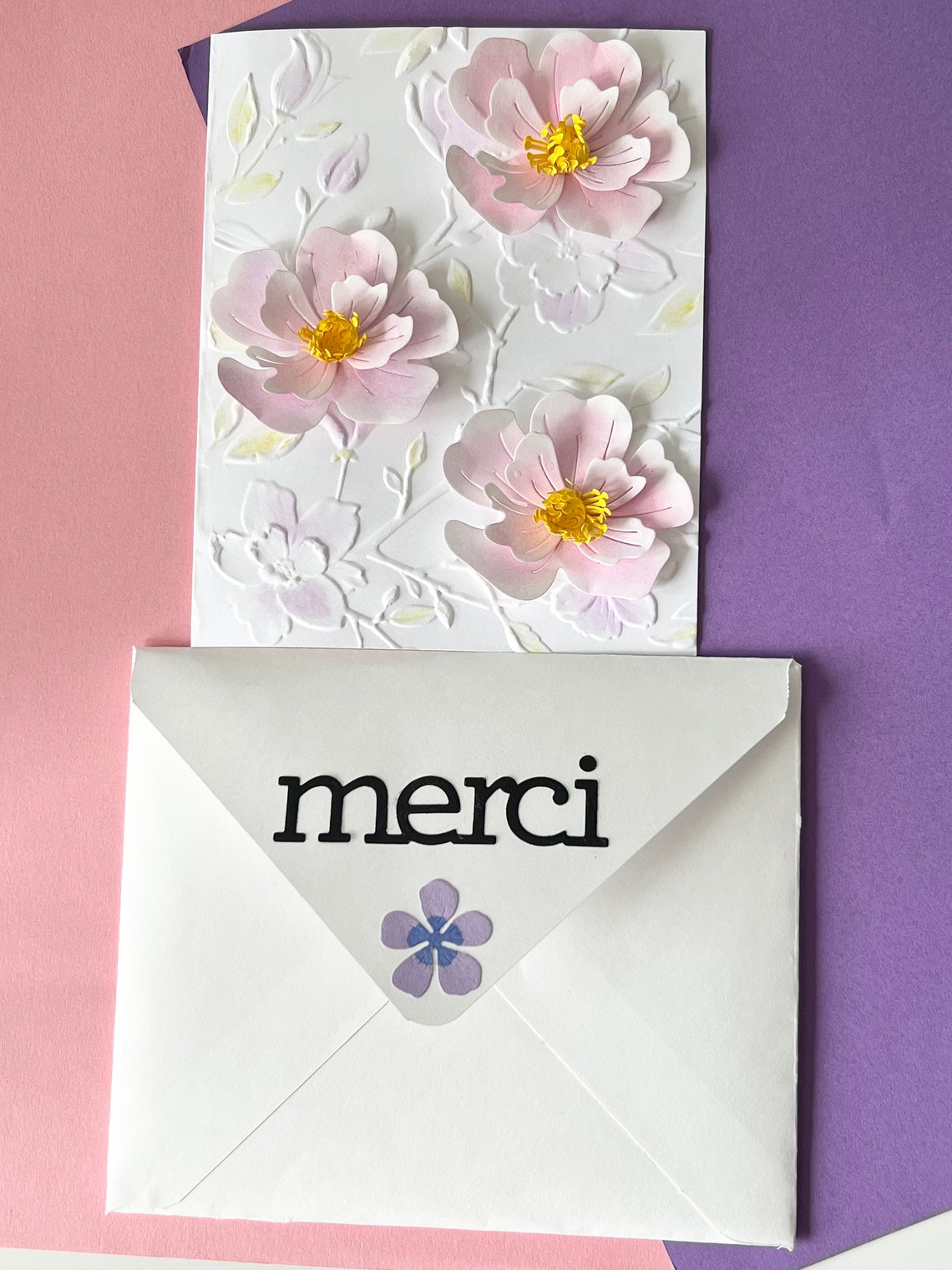 Hand Made: 3D Flower Happy Birthday Any Occasions Greeting Card Gift ...