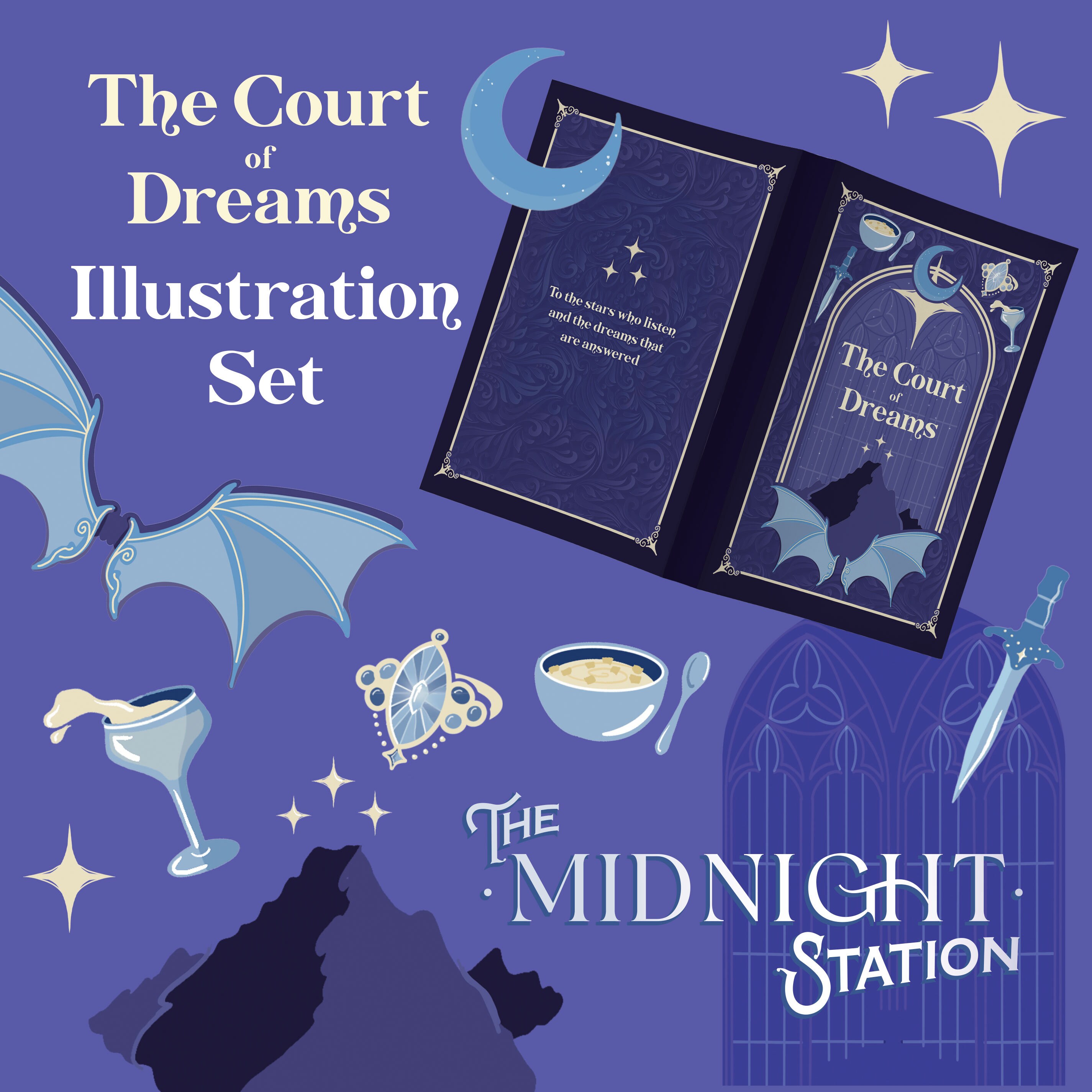 ACOTAR Court of Dreams Portada Libro Digital Y Set De Ilustraciones - Etsy