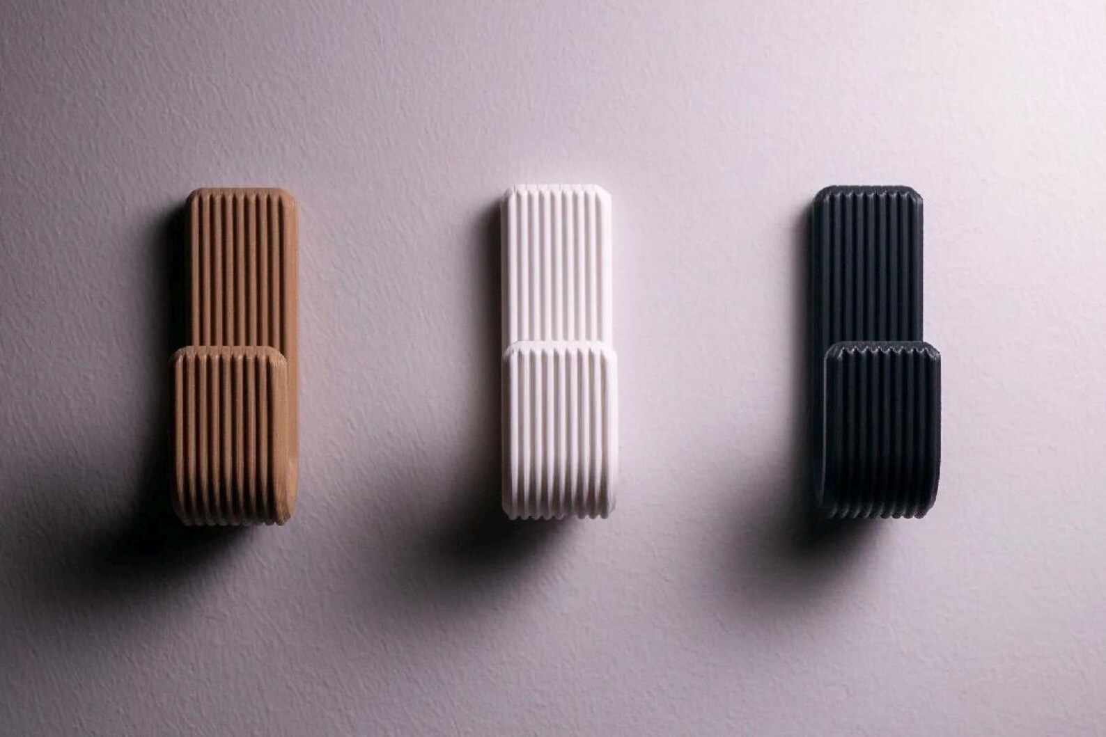 Modern Ribbed Wall Towel Hooks | Scandinavian Entryway Organizer (3 ...