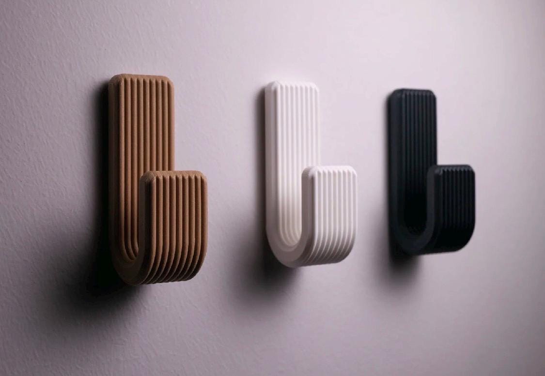 Modern Ribbed Wall Towel Hooks | Scandinavian Entryway Organizer (3 ...