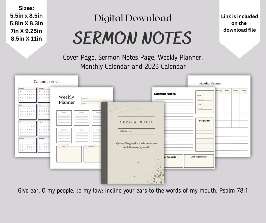 Sermon Notes for Men - Etsy