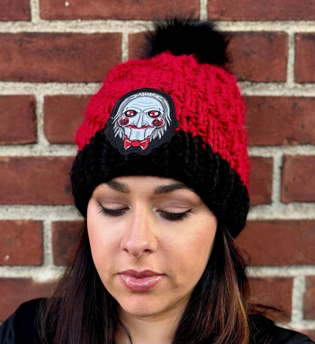 Handmade Custom Saw Jigsaw Billy the Puppet Spiral Knit Hat Beanie ...