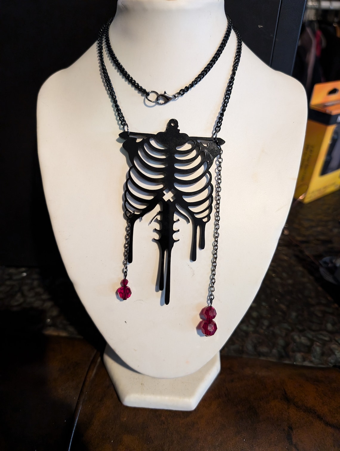 Black Skeleton and Red Blood Drop Crystals Necklace - Etsy