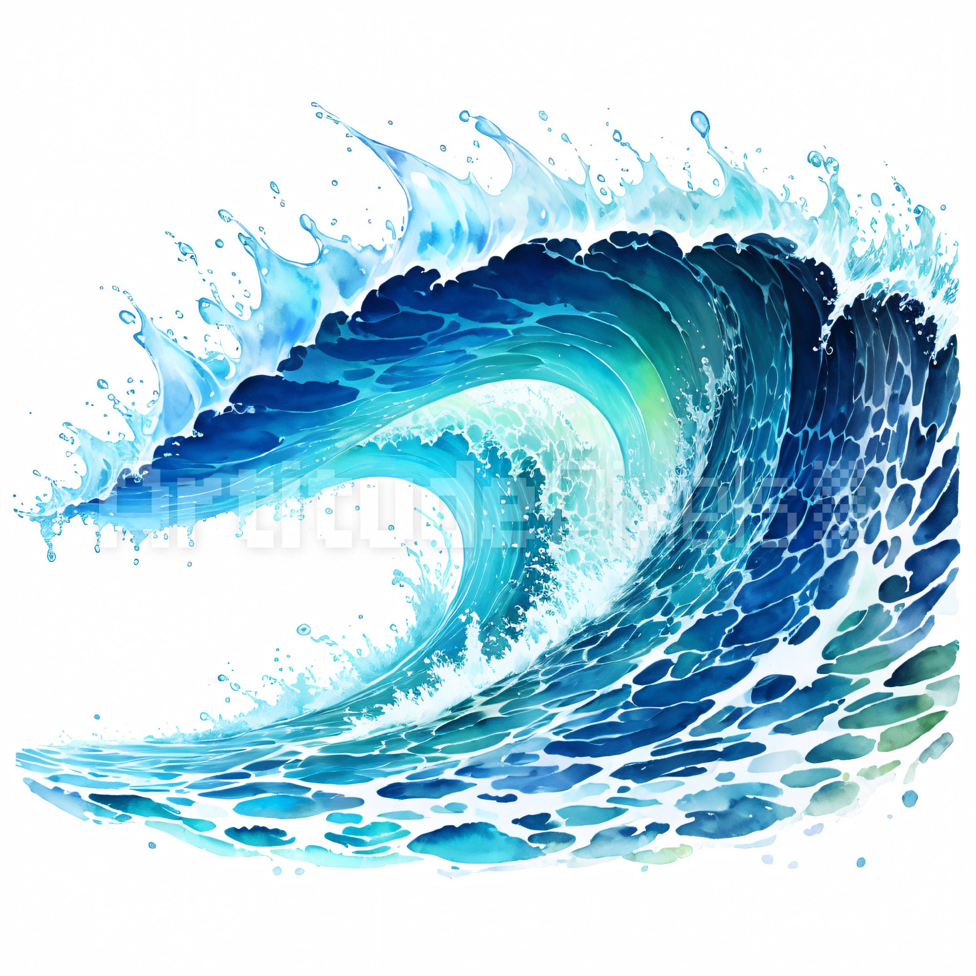 Ocean Waves Clipart 12 High-quality Watercolor Jpgs, Premade for ...