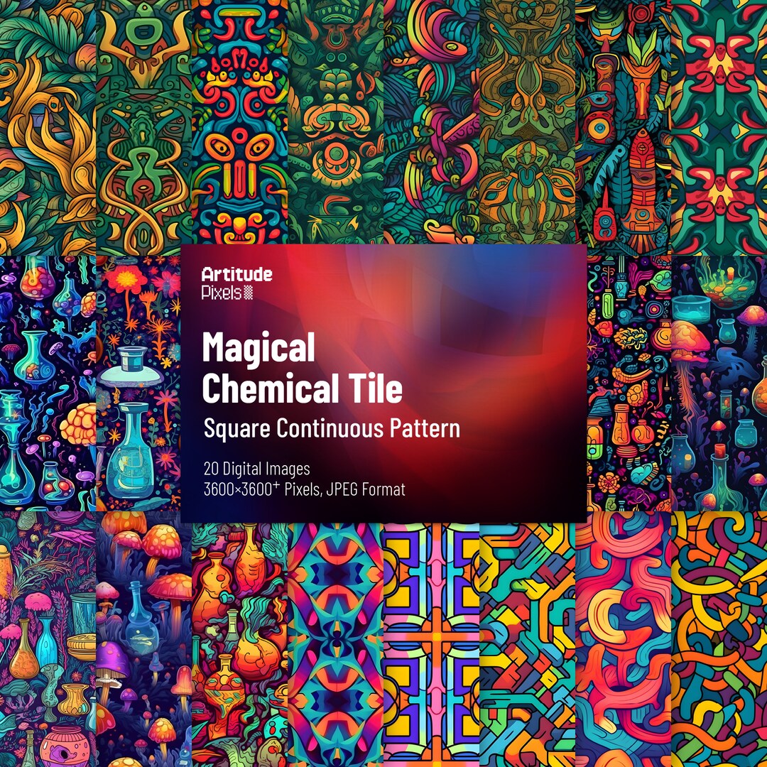 Magical Chemical Tile, Digital Tile Paper, Wall Paper, Twenty Pngs Set ...