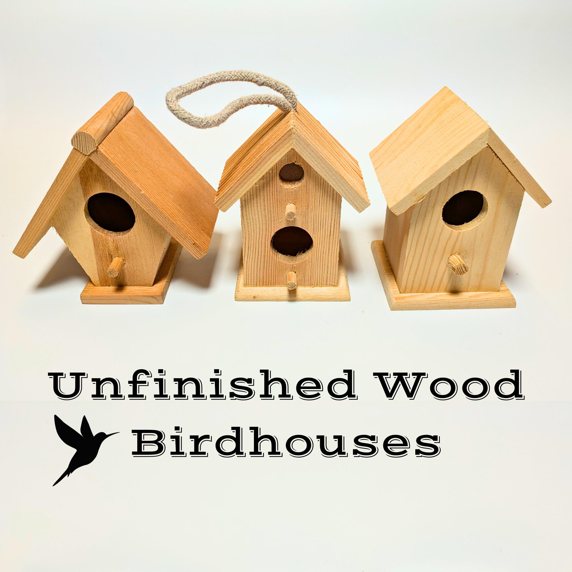 Unfinished Craft Wood Bird Houses. New Small DIY Ready to Paint ...