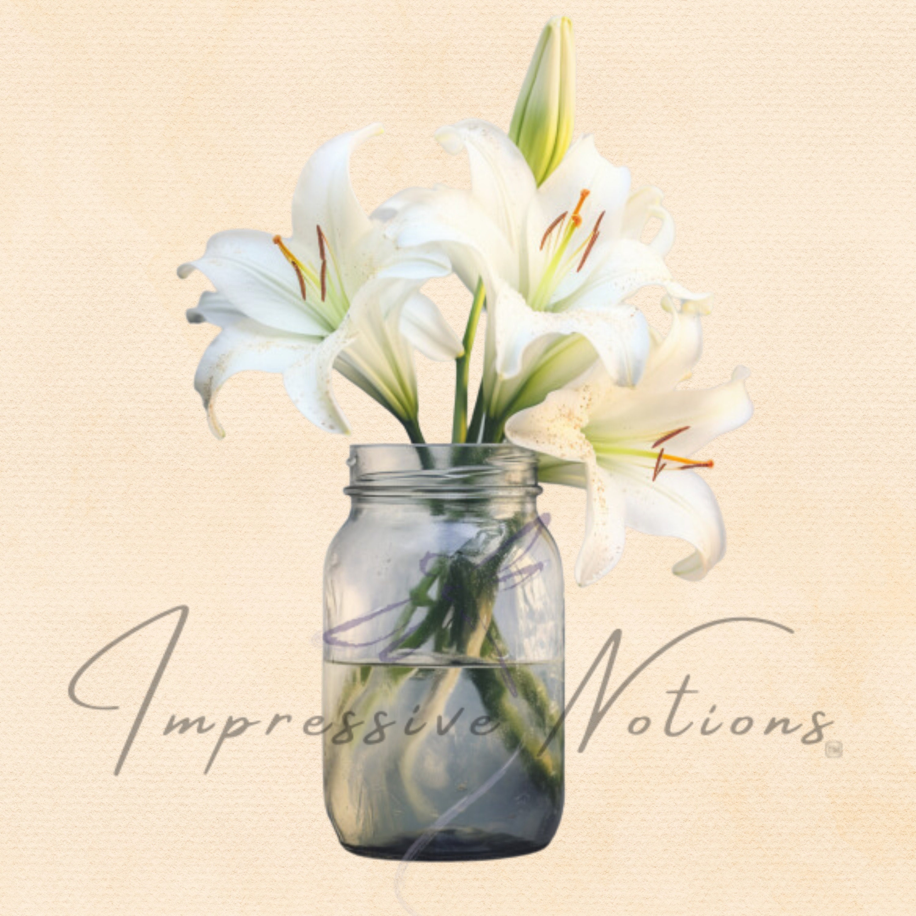 Watercolor White Lilies Mason Jar Transparent Clipart, Digital PNG ...