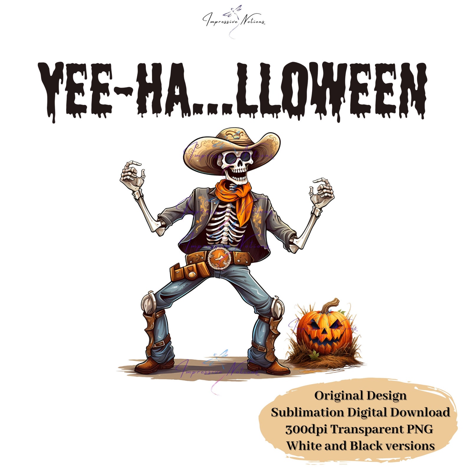 PNG Cowboy Skeleton Pumpkin Halloween Clip Art, Transparent Digital ...