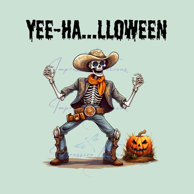 PNG Cowboy Skeleton Pumpkin Halloween Clip Art, Transparent Digital ...