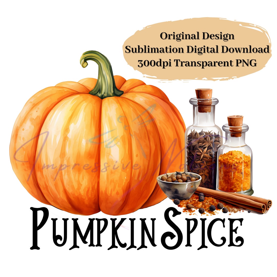 Pumpkin Spice Watercolor PNG Halloween Clip Art Digital - Etsy