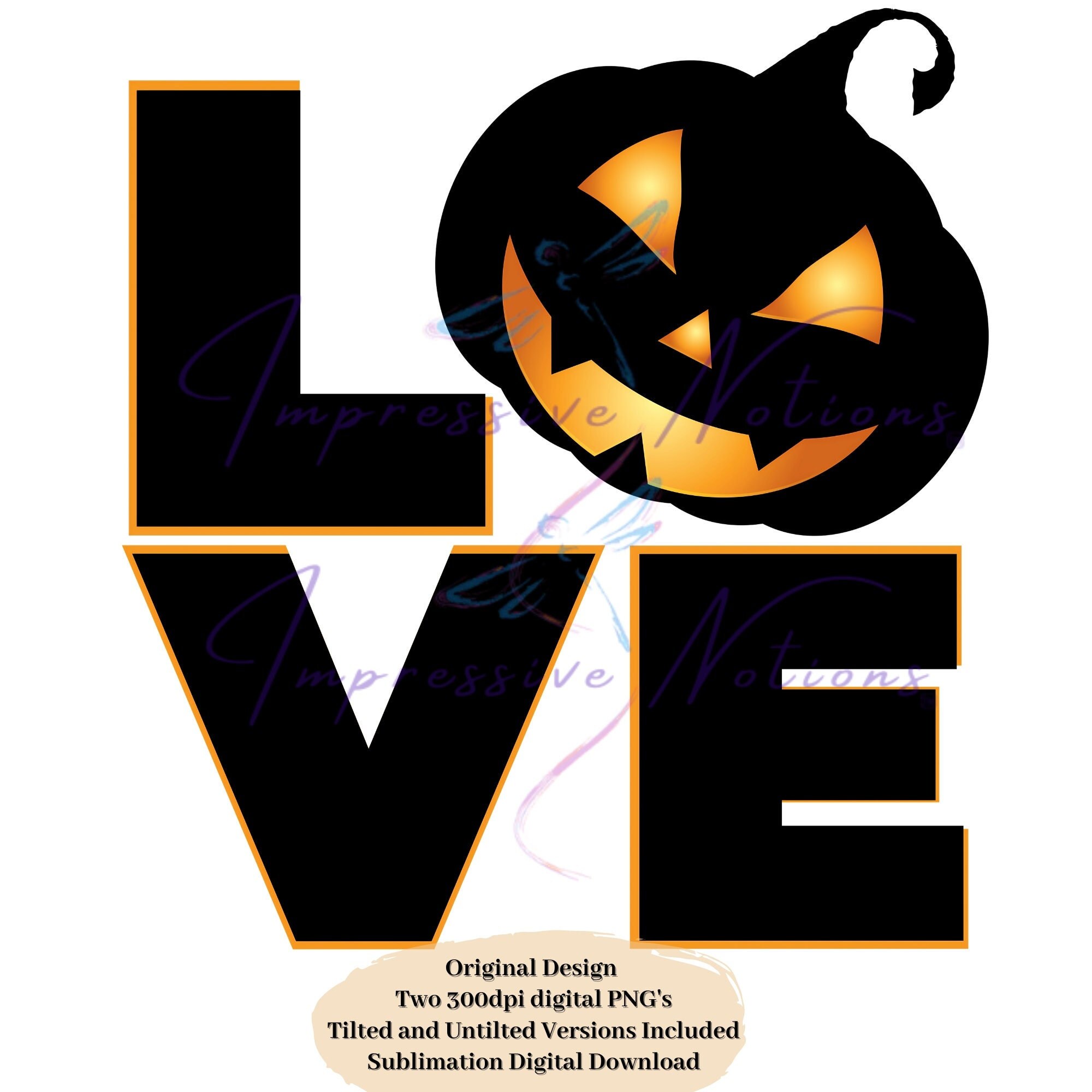 2 PNG Jack O Lantern LOVE, Halloween Clip Art, Digital Download ...