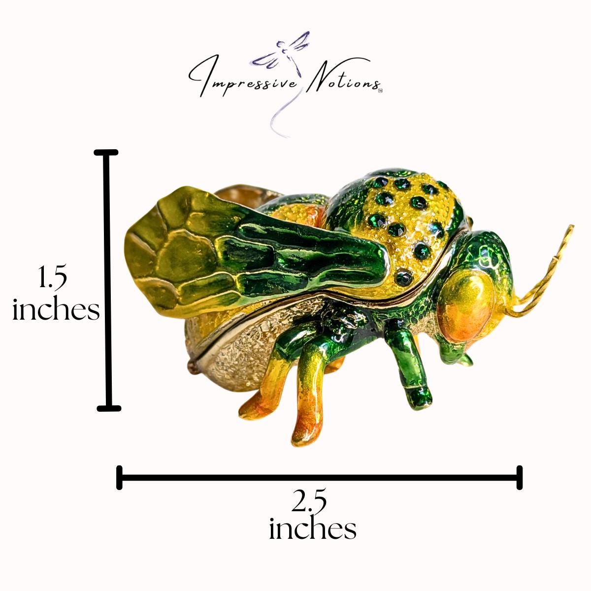 Bejeweled Bumble Bee Trinket Box Enameled Pewter Metal Hinged Jewelry ...