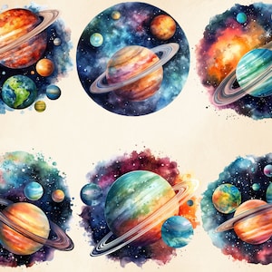 18 PNG Watercolor Planets Clipart, Outer Space, Sci-fi, Stars ...