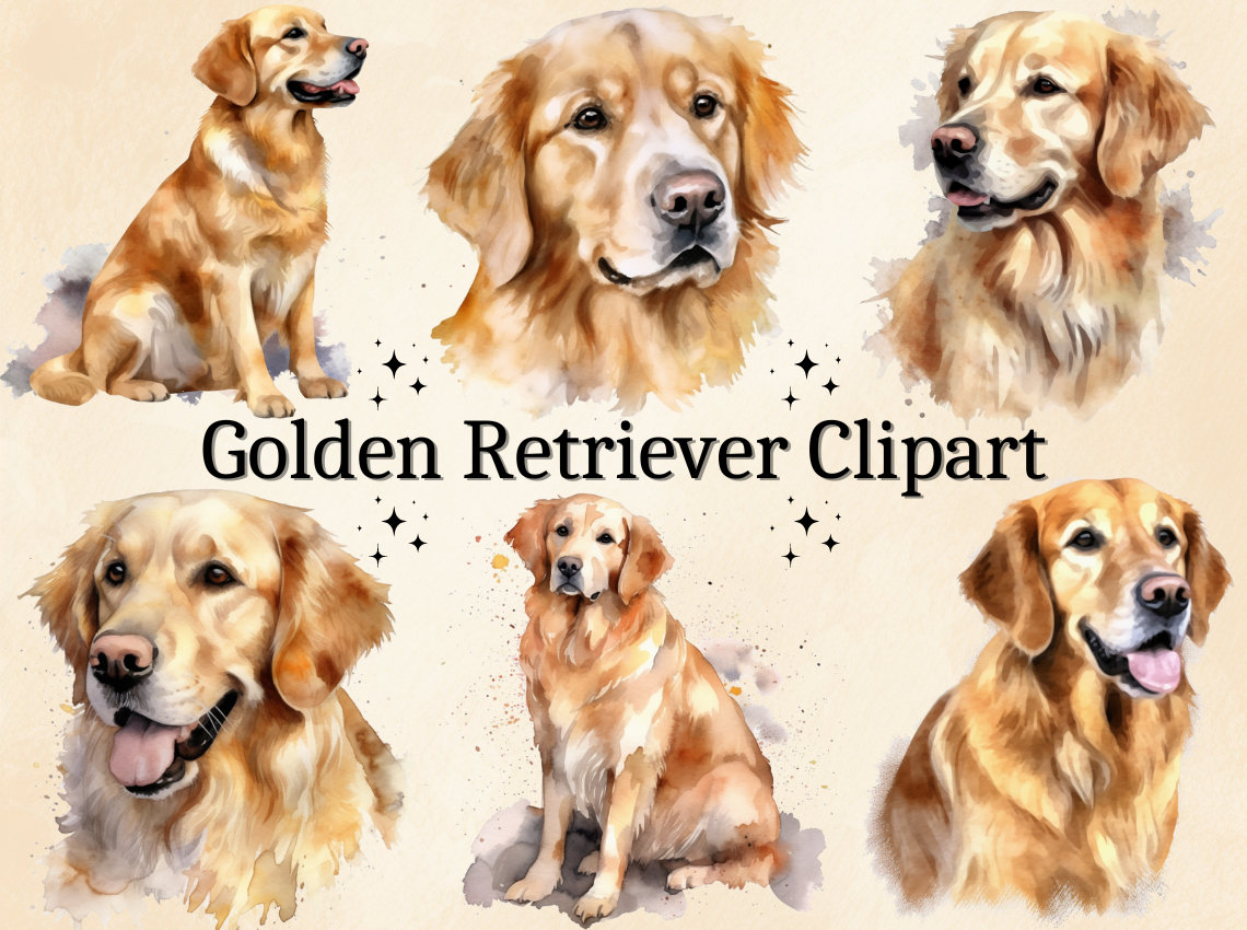 21 PNG Watercolor Golden Retriever Clipart, Dog Clipart, Golden ...