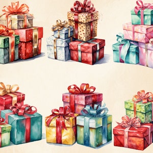 32 PNG Watercolor Christmas Presents Clipart, Cute Gift Boxes ...
