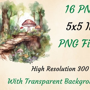 16 PNG Watercolor Magical Medieval Forest Clipart, Fun Magical Forest ...