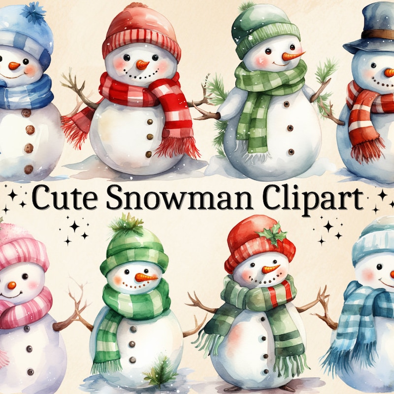 Snowman Watercolor - Etsy