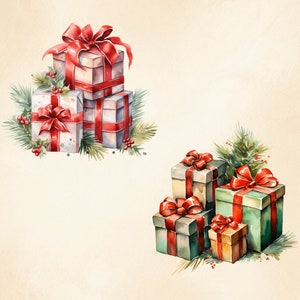 32 PNG Watercolor Christmas Presents Clipart, Cute Gift Boxes ...