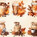Watercolor Fall Coffee Clipart: Autumn Mugs, Cups, Bags (PNG Digital ...