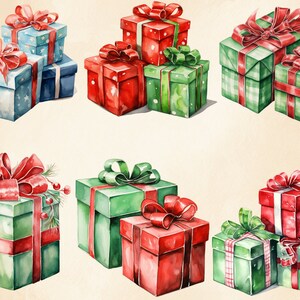 32 PNG Watercolor Christmas Presents Clipart, Cute Gift Boxes ...