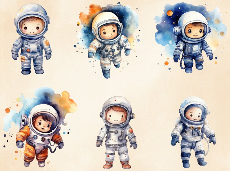 20 PNG Watercolor Astronaut Clipart, Space Clipart, Cute Astronaut ...