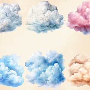 Watercolor Clouds Clipart: Blue Sky Graphics, Transparent PNG (digital ...