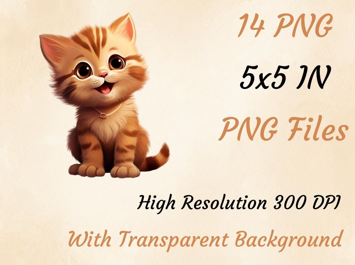 14 PNG Watercolor Cute Kitten Clipart, Cartoon Cat PNG, Happy Cat Clip ...
