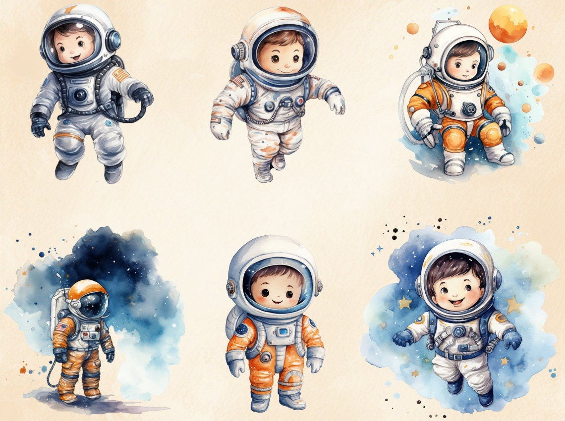 20 PNG Watercolor Astronaut Clipart, Space Clipart, Cute Astronaut ...