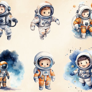 20 PNG Watercolor Astronaut Clipart, Space Clipart, Cute Astronaut ...