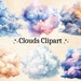 Watercolor Clouds Clipart: Blue Sky Graphics, Transparent PNG (digital ...