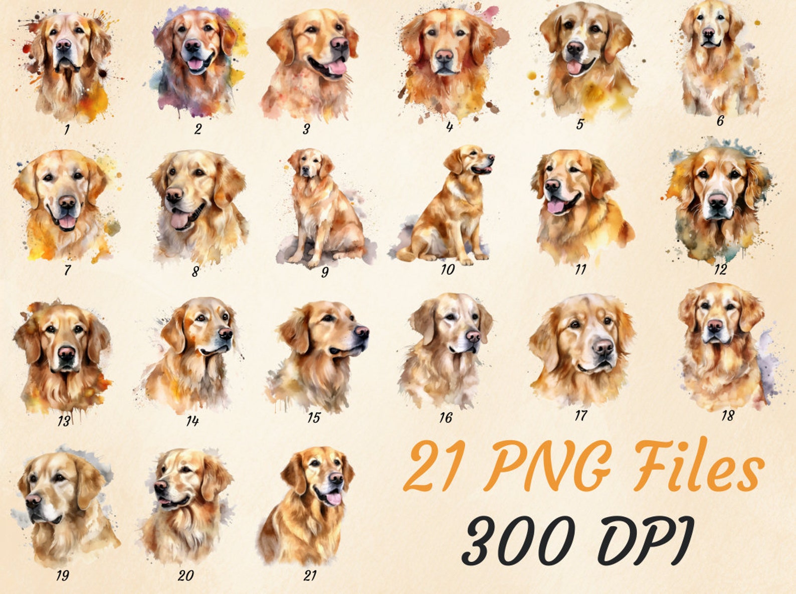 21 PNG Watercolor Golden Retriever Clipart, Dog Clipart, Golden ...