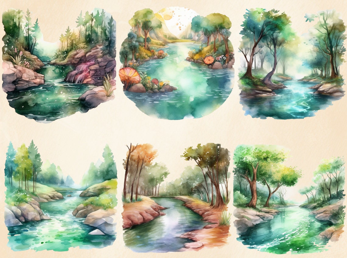 21 PNG Watercolor Magical River Clipart Fun Magical River PNG - Etsy