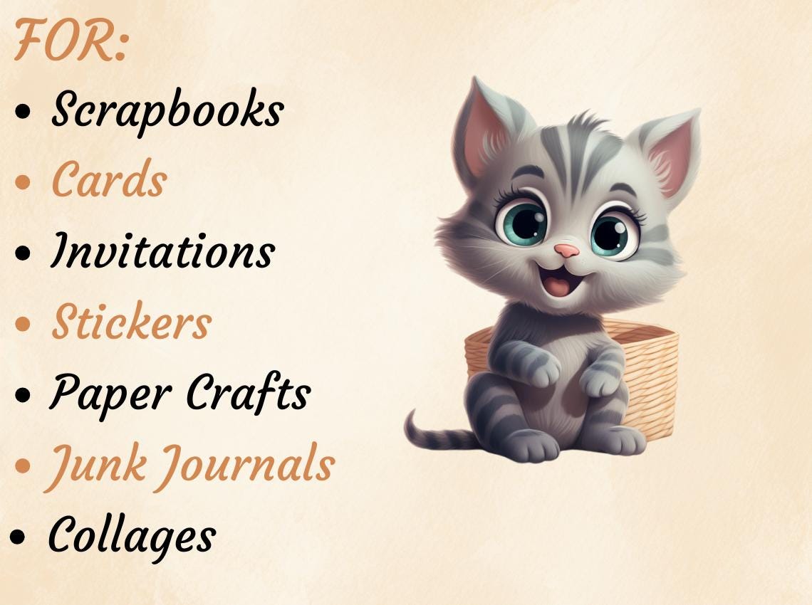 14 PNG Watercolor Cute Kitten Clipart, Cartoon Cat PNG, Happy Cat Clip ...