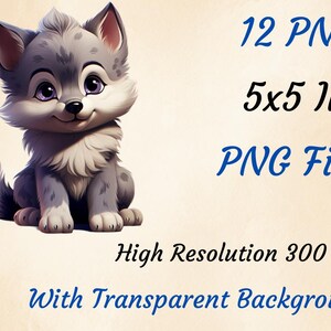 12 PNG Watercolor Cute Wolf Clipart, Baby Wolf Images, Cartoon Wolves ...