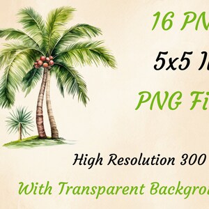 16 PNG Watercolor Palm Tree Clipart, Tropical Trees Clipart, Summer ...