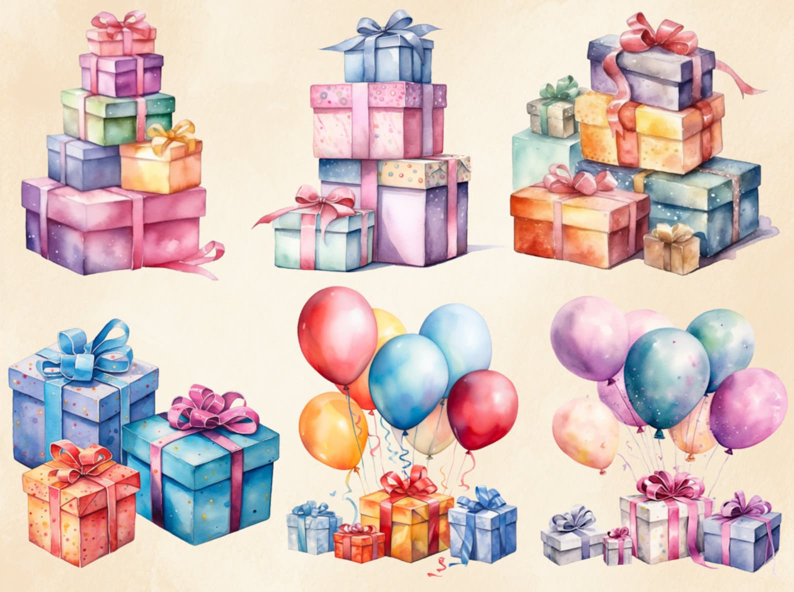 21 PNG Watercolor Happy Birthday Clipart, Kids Birthday Clipart Pack ...