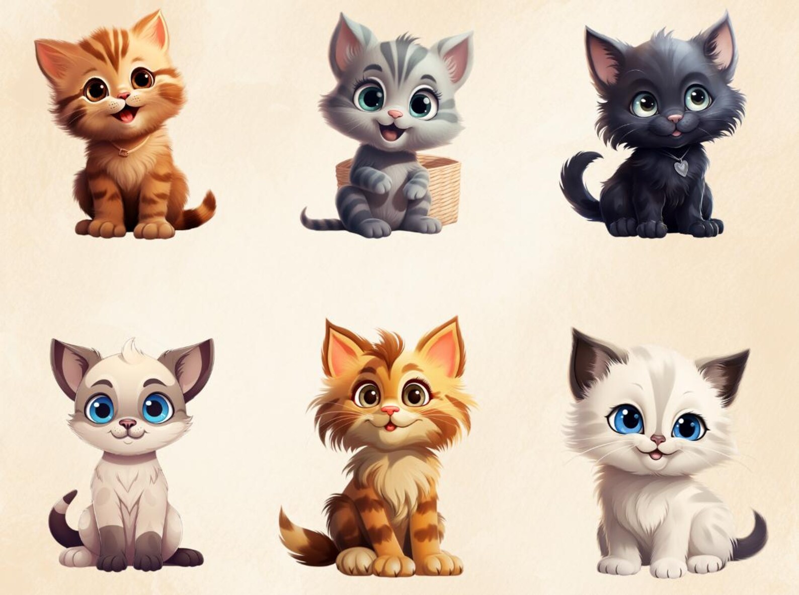 14 PNG Watercolor Cute Kitten Clipart, Cartoon Cat PNG, Happy Cat Clip ...