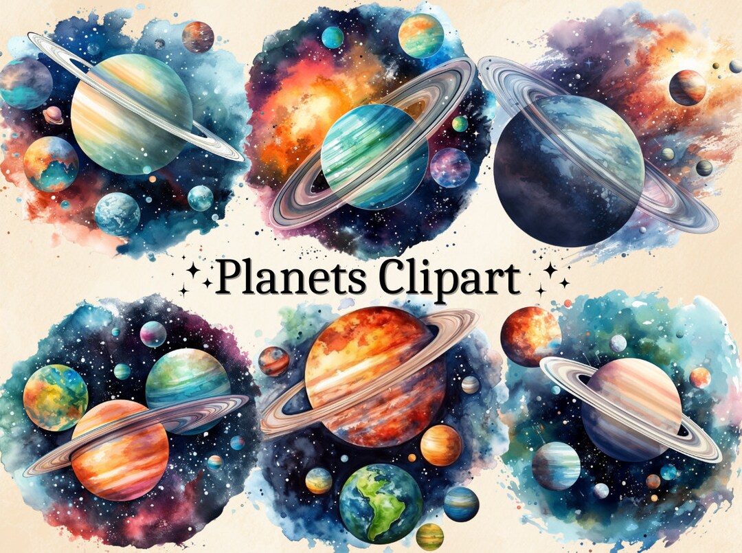 18 PNG Watercolor Planets Clipart, Outer Space, Sci-fi, Stars ...