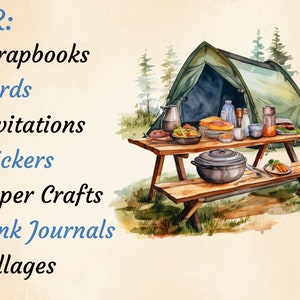 24 PNG Watercolor Camping Clipart, Tent Clip Art, Campfire Clipart ...