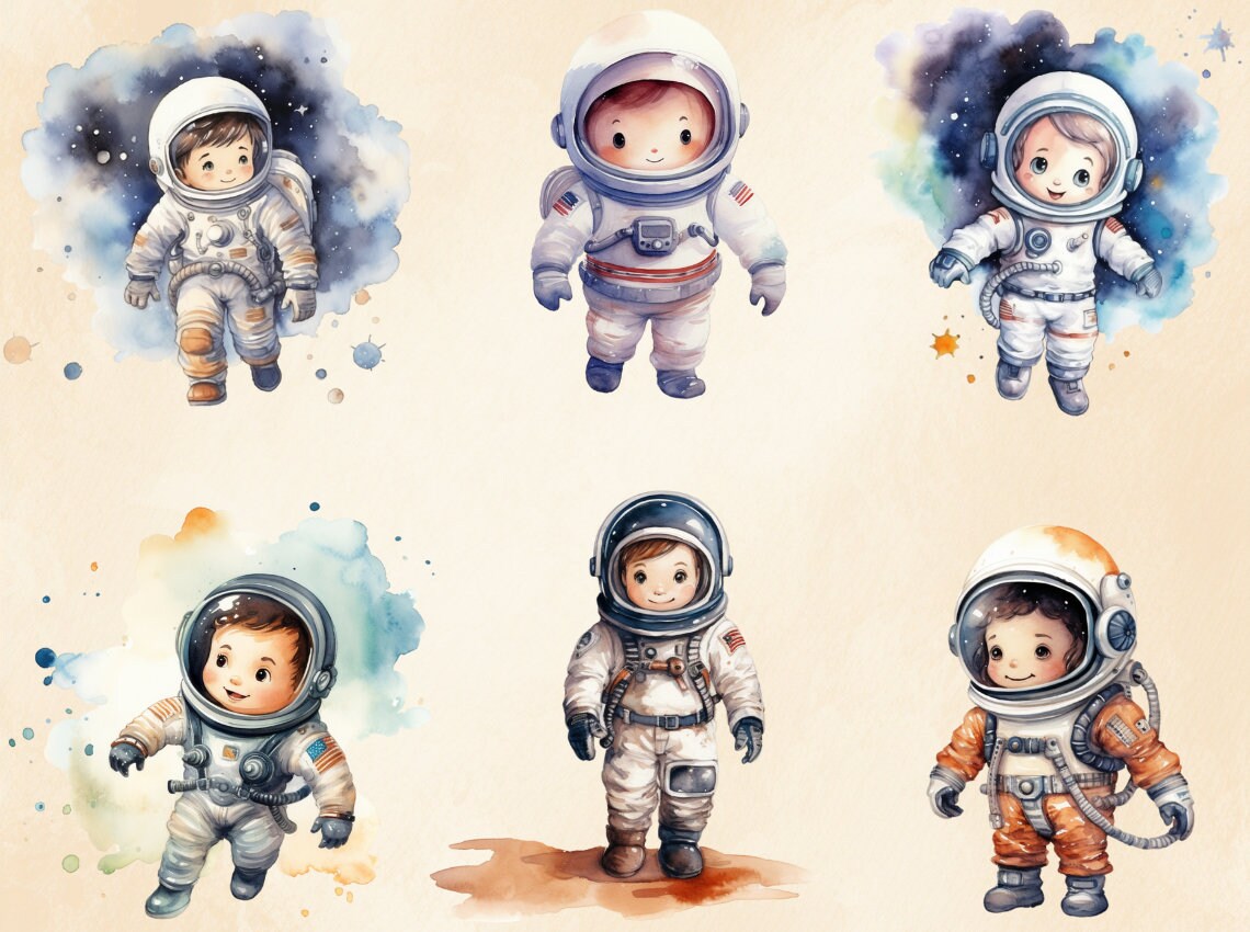 20 PNG Watercolor Astronaut Clipart, Space Clipart, Cute Astronaut ...