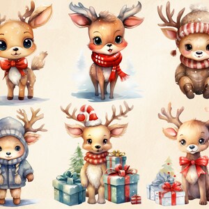 30 PNG Watercolor Cute Reindeer Clipart, Christmas Reindeers, Woodland ...