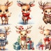 30 PNG Watercolor Cute Reindeer Clipart, Christmas Reindeers, Woodland ...