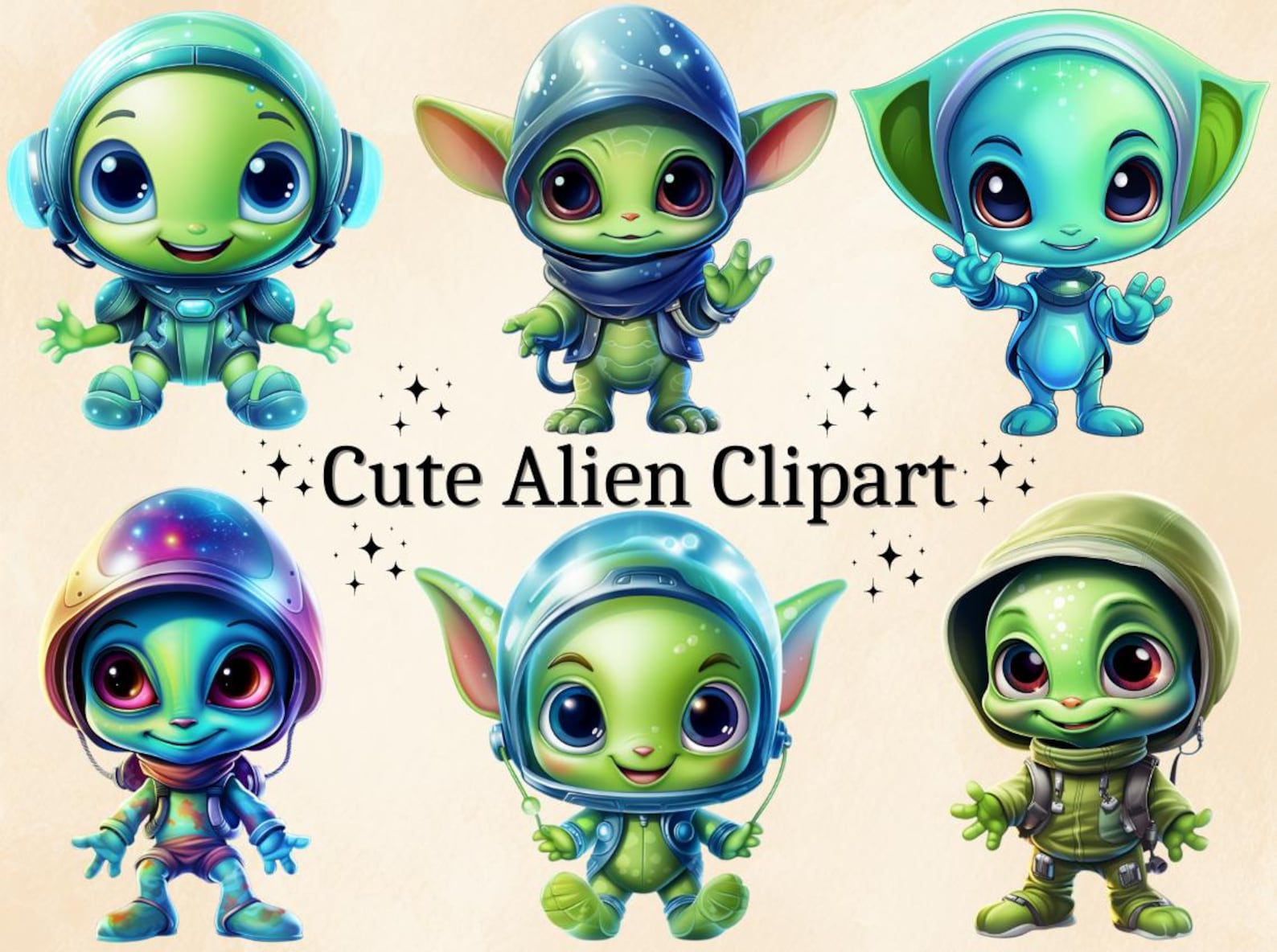12 PNG Watercolor Cute Alien Clipart, Space Aliens PNG, Nursery Images ...