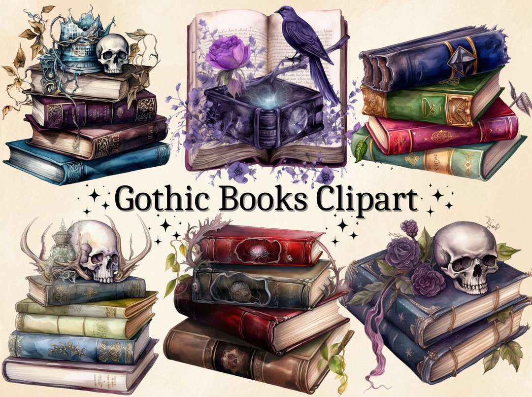 18 PNG Watercolor Gothic Books Clipart, Skull Gothic Book Clip Art ...