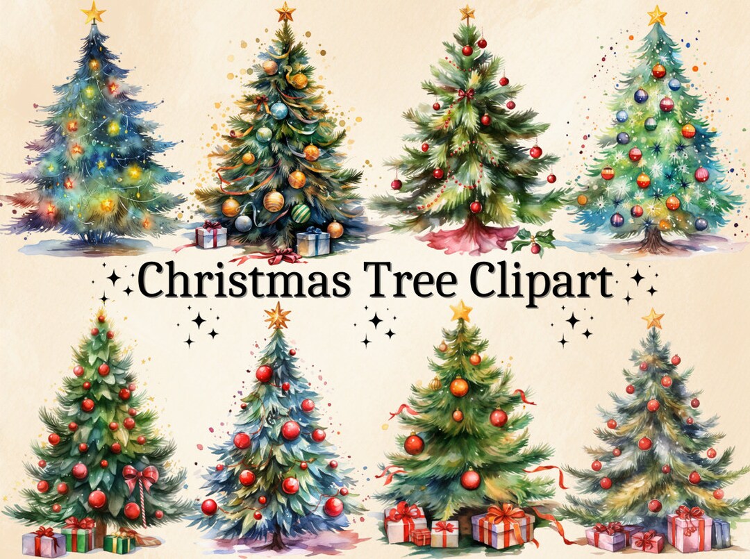 24 PNG Watercolor Christmas Tree Clipart, Christmas Illustrations, Pine ...