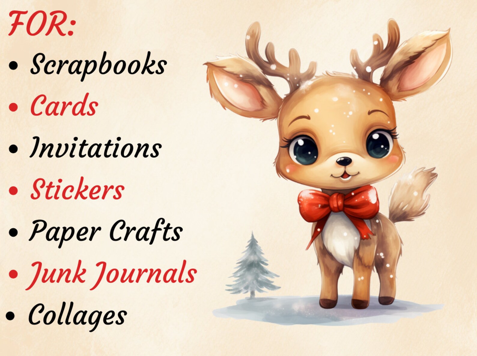 30 PNG Watercolor Cute Reindeer Clipart, Christmas Reindeers, Woodland ...