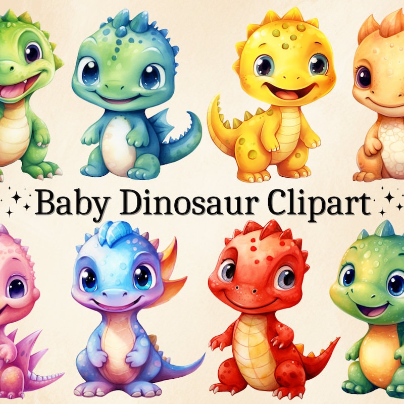 Baby Dinosaur Clipart - Etsy