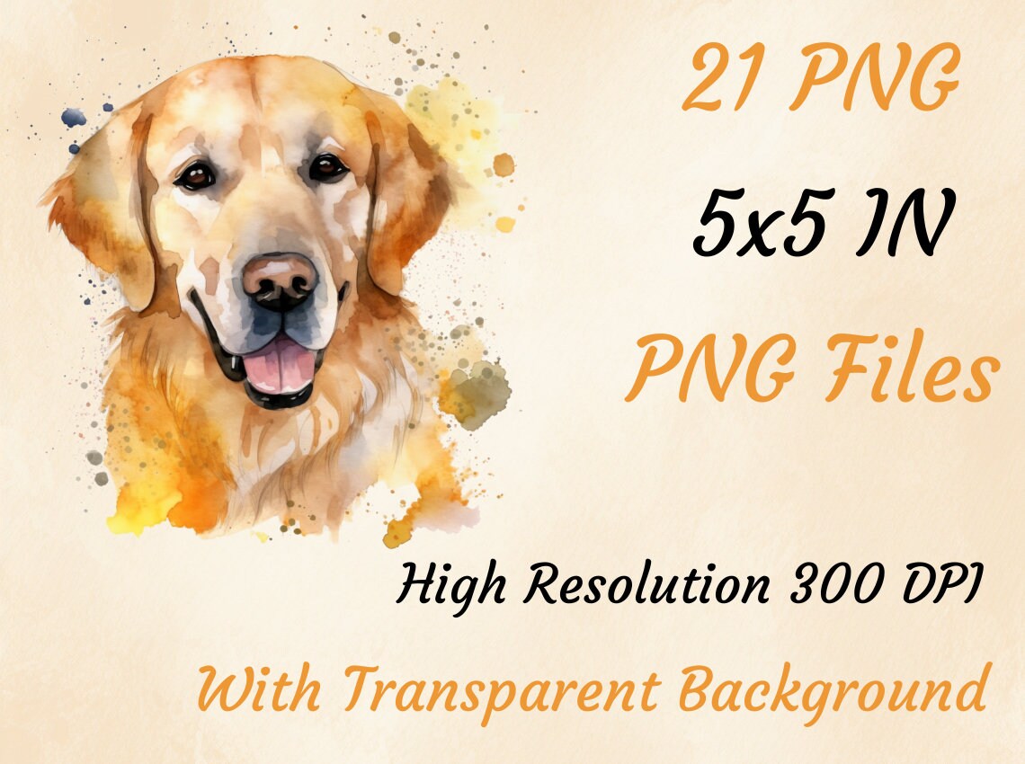 21 PNG Watercolor Golden Retriever Clipart, Dog Clipart, Golden ...