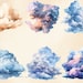 Watercolor Clouds Clipart: Blue Sky Graphics, Transparent PNG (digital ...